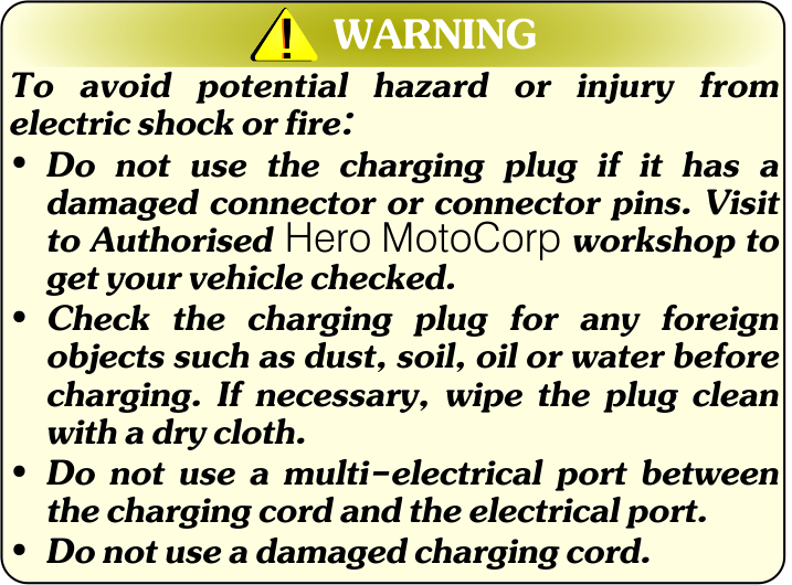 7.e. Risk of electric shock & Danger & Warning: