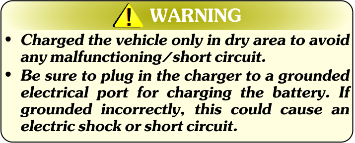 7.e. Risk of electric shock & Danger & Warning: